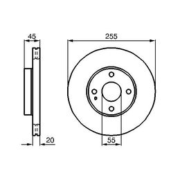 Bosch Bremsscheibe 0986478996 innenbel&uuml;ftet 255mm 20mm f&uuml;r MAZDA