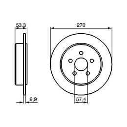 Bosch Bremsscheibe 0986478514 voll 270mm 9mm f&uuml;r Chrysler DODGE
