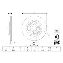Bosch Bremsscheibe 0986479j51 bel&uuml;ftet 345mm 22mm f&uuml;r Mercedes