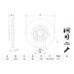 Bosch Bremsscheibe 0986479300 bel&uuml;ftet 321mm 30mm f&uuml;r VW