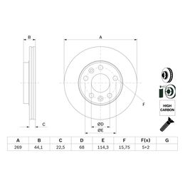 Bosch Bremsscheibe 0986479f65 bel&uuml;ftet 269mm 22,5mm f&uuml;r NISSAN RENAULT