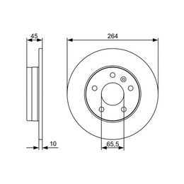 Bosch Bremsscheibe 0986479c66 voll 264mm 10mm f&uuml;r Opel Vaughall