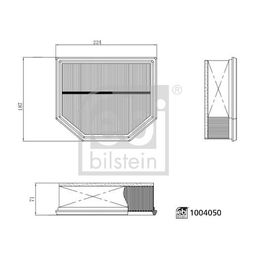 febi bilstein Luftfilter 1004050 Filtereinsatz 71mm f&uuml;r Audi