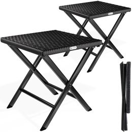 Casaria Polyrattan Klapphocker Rom 3in1 2er-Set Schwarz