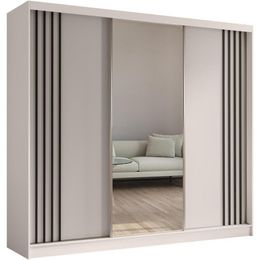 Beautysofa Schwebet&uuml;renschrank, Kaschmir, Schwarz, Holzwerkstoff, 9 F&auml;cher, 240x216x61 cm, Schlafzimmer, Kleiderschr&auml;nke, Schwebet&uuml;renschr&auml;nke