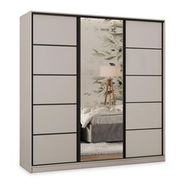 Masseno Schwebet&uuml;renschrank, Kaschmir, Holzwerkstoff, 7 F&auml;cher, 4 Schubladen, Rechteckig, 200x205x58 cm, Schlafzimmer, Kleiderschr&auml;nke, Schwebet&uuml;renschr&auml;nke