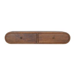 Artisan Furniture Wandkonsole, Braun, Holz, Echtholz,Mangoholz, Holz Optik, 2 Schubladen, Oval, 80x15x32 cm, FSC 100%, Handmade in India, Wohnzimmer, Wohnzimmertische, Konsolentische