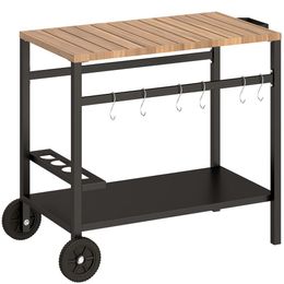 Outsunny Grillwagen, Schwarz, Metall, 51x83x97 cm, Grills & Outdoor-K&uuml;chen, Holzkohlegrills