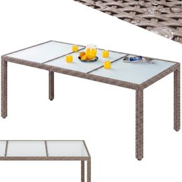 Casaria Gartentisch Creme Wetterfest 190x90x75cm Polyrattan H&ouml;henverstellbar 5mm Sicherheitsglas Esstisch