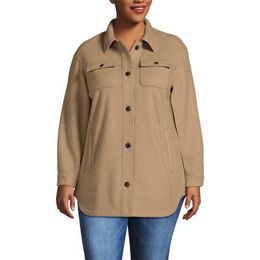 LANDS' END Luxe Fleece-Hemdjacke, Damen,  Braun, Polyester, by Lands' End