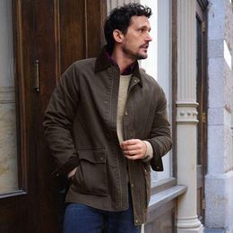 LANDS' END Gewachste Baumwollmix-Jacke, Herren,  Braun, Baumwolle/Polyester/Baumwoll-Mischung, by Lands' End