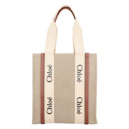 Chlo&eacute; Woody Tragetasche aus Leinen und Leder