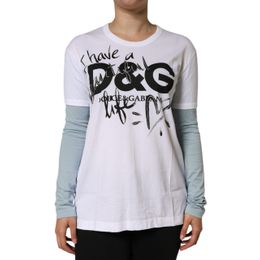 Dolce & Gabbana Langarm Grafik T-Shirt Modell Tsh84003
