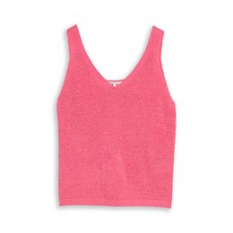 Tom Tailor Denim Damen Relaxed Fit Stricktop mit V-Ausschnitt, rosa, Uni, Gr. XS