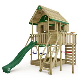 Stelzenhaus Smart PlayHouse mit Rutsche und Sandkasten - Stabiles Holz Garten-Spielhaus 2,32m H&ouml;he - Sicherer Spielspa&szlig; f&uuml;r Kinder von Wickey