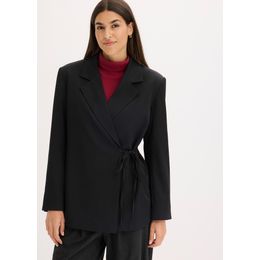bonprix Oversize-Blazer, schwarz, Gr.44, Leger ausfallender Blazer mit asymmetrischer Taillen-Schn&uuml;rung