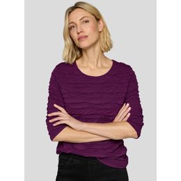 Strickpullover Rabe, Damen, Gr. 42, pflaume, Strick, Obermaterial: 52% Polyester, 42% Baumwolle, 6% sonstige Fasern, unifarben, tailliert h&uuml;ftbedeckend, Rundhals, Rollkante, Pullover Strickpullover, in Streifen-Ripp-Optik
