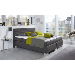 Boxspringbett Hapo "ATLANTA mit hohem Kopfteil", anthrazit, B:190cm L:210cm, Komplettbetten, Boxspringbett, erh&auml;ltlich in verschiedenen Breiten, Farben & Matratzenarten