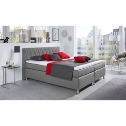 Boxspringbett Hapo "ATLANTA", grau, B:110cm L:210cm, Komplettbetten, Boxspringbett, erh&auml;ltlich in verschiedenen Breiten, Farben & Maratzenarten