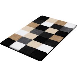 Badematte Kleine Wolke "Caro, Badvorleger, Badezimmer Teppich", schwarz, H:25mm, Kunstfaser, Badematten, Badematte, Badteppich, modernes Karo-Muster, Pastell-Farben, waschbar