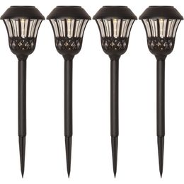 LED Solarleuchte "Solar-Wegleuchte Lace", schwarz, B:11cm H:31cm L:11cm T:11cm &Oslash;:11cm, Parforce Traditional Hunting, Leuchten, 4er-Set Solar-Wegeleuchten, dekoratives Muster, D&auml;mmerungssensor