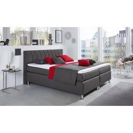 Boxspringbett Hapo "ATLANTA", anthrazit, B:170cm L:210cm, 100% Polyester, Komplettbetten, Boxspringbett, erh&auml;ltlich in verschiedenen Breiten, Farben & Maratzenarten