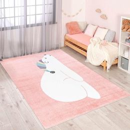 Kinderteppich Carpet City "ANIME921", rosa, B:190cm H:11mm L:280cm, Polypropylen (PP), Teppiche, Kinderteppich, Kinderzimmer Teppich Modern mit Mond, Blumen, Wolken, Creme, Multi