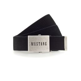 Stoffg&uuml;rtel Mustang "Tucker", Herren, Gr. 95, grau (anthrazit), Baumwolle, unifarben, G&uuml;rtel Stoffg&uuml;rtel, Gewaschenes Rillenband, Klemmverschluss aus mattem Silber, 4 cm