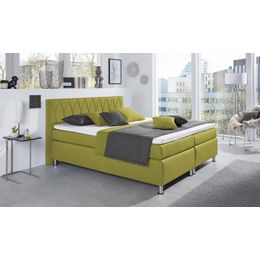 Boxspringbett Hapo "ATLANTA", gr&uuml;n, B:210cm L:210cm, Komplettbetten, Boxspringbett, erh&auml;ltlich in verschiedenen Breiten, Farben & Maratzenarten