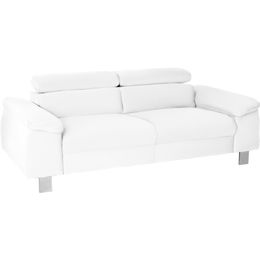 3-Sitzer COTTA "Komaris, B: 193 cm", wei&szlig;, B:193cm, Microfaser PRIMABELLE (100% Polyester);Kunstleder SOFTLUX;Feinstruktur (100% Polyester);Kunstleder SOFTLUX/Struktur (100% Polyester);NaturLEDER, Sofas, mit Kopfteilverstellung