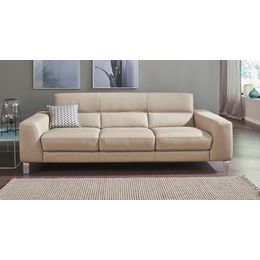 3-Sitzer Calia italia "Simon, toller Sitzkomfort, italienisches Designsofa", beige (biscotto), B:232cm H:81cm T:94cm, Leder SORRENTO - 100% Leder;Leder BULL - 100% Leder, Sofas, in zwei Lederqualit&auml;ten