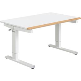 Schreibtisch Paidi "TEENIO in verschiedenen Ausf&uuml;hrungen, mitwachsend & ergonomisch", kreidewei&szlig;, eiche massiv, B:120cm T:75cm, Tische, Schreibtisch, h&ouml;henverstellbarer Sch&uuml;lerschreibtisch, Platte bis 14 neigbar