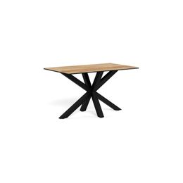 Esstisch ACTONA GROUP "Heaven mit Keramikplatte & stabilem Stahlgestell, mehrere Varianten", schwarz, wildeiche, B:135cm H:75,5cm T:80cm, Tische, Esstisch, Tisch, Tischplatte aus Keramik, Kreuzgestell, 135x80x75.5cm