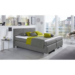 Boxspringbett Hapo "ATLANTA mit hohem Kopfteil", grau, B:190cm L:210cm, Komplettbetten, Boxspringbett, erh&auml;ltlich in verschiedenen Breiten, Farben & Matratzenarten