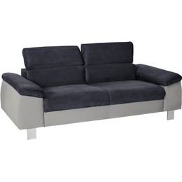 3-Sitzer COTTA "Komaris, B: 193 cm", grau (argent, schwarz), B:193cm T:104cm, Microfaser PRIMABELLE (100% Polyester);Kunstleder SOFTLUX;Feinstruktur (100% Polyester);Kunstleder SOFTLUX/Struktur (100% Polyester);NaturLEDER, Sofas, mit Kopfteilverstellung