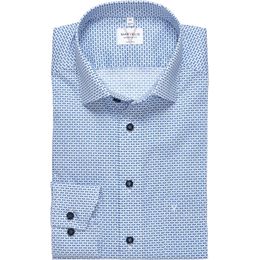 Langarmhemd MARVELIS, Herren, Gr. 40, N-Gr, bleu, Web, Obermaterial: 100% Baumwolle, gemustert, tailliert normal, Manschette verstellbar, Hemden, mit New-Kentkragen, modern fit, b&uuml;gelfrei