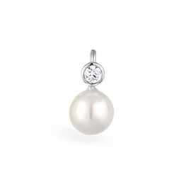 Kettenanh&auml;nger NENALINA "Zirkonia Muschelkernperle Klassisch 925 Silber", silber, Schmuckanh&auml;nger, Damen, onesize, ohne Stein, Silber 925 (Sterlingsilber), Kettenanh&auml;nger