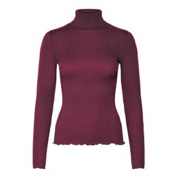 Rollkragenshirt rosemunde "Beatha silk shirt mit Seide", Damen, Gr. XS, lila (beere), Strick, Obermaterial: 55% Seide, 45% Baumwolle, unifarben, figurbetont h&uuml;ftlang, ohne Ausschnitt, Shirts, mit langen &Auml;rmeln, gewellter Saum, Seidenmischung