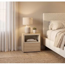 Nachtkommode Home Affaire "CUBIQUE Nachtkommode mit Fach und Schublade, Set 2 St&uuml;cke", eich, kaschmi, B:45cm H:45,9cm T:37cm, Holzwerkstoff, Spanplatte, Sideboards, Set, 2 St., zwei St&uuml;cke, Nachtschr&auml;nke, Ma&szlig;e B/T/H: 45/45,9/37 cm