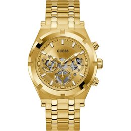 Multifunktionsuhr Guess "CONTINENTAL", gold (goldfarben), Armbanduhren, Herren, Armbanduhr, Quarzuhr, Herrenuhr