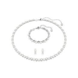 Schmuckset Swarovski "Multipack Schmuck Geschenk MATRIX", metallfarben, kristallwei&szlig;, wei&szlig;, kristallwei&szlig;, Schmuck_Sets, Damen, Metall, Perlen, glitzernd, gl&auml;nzend, Schmuckset, mit Swarovski Kristallen, mit Swarovski Perle