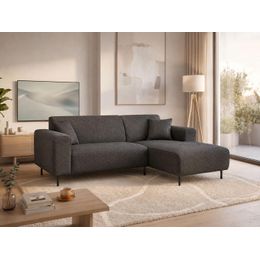 Ecksofa Home Affaire "ARROS L-Form mit Wellenunterfederung, Ma&szlig;e B/T/H: 235/163/81 cm", grau (dunkelgrau), B:235cm H:81cm T:163cm, 100% Polyester, Sofas, Ecksofa, incl. Zierkissen, mit Recamiere rechts/links bestellbar, auch in Cord