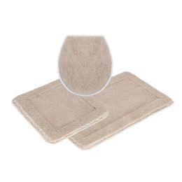 Badematte OTTO HOME "Sanremo mit Rahmen, Badvorleger, Badezimmer Teppich, sehr weich", beige (sand), H:25mm, Polyester, Badematten, Badematte, Badteppich, unifarben, rechteckig und als 3-tlg. Set erh&auml;ltlich