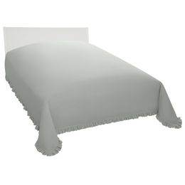 Tagesdecke OTTO HOME "Violetta, leichter &Uuml;berwurf mit R&uuml;schen, ohne F&uuml;llung", hellgrau, B:140cm L:210cm, Baumwolle, Tagesdecken, mit Volants, 100% Baumwolle, auch als Tischdecke verwendbar