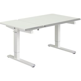 Schreibtisch Paidi "TEENIO GT in verschiedenen Ausf&uuml;hrungen, mitwachsend & ergonomisch", kreidewei&szlig;, kieselgrau, B:130cm T:75cm, Tische, Schreibtisch, h&ouml;henverstellbarer Sch&uuml;lerschreibtisch, Platte bis 14 neigbar