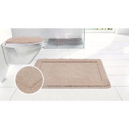 Badematte OTTO HOME "Sanremo mit Rahmen, Badvorleger, Badezimmer Teppich, sehr weich", beige (sand), H:25mm, Polyester, Badematten, Badematte, Badteppich, unifarben, rechteckig und als 3-tlg. Set erh&auml;ltlich