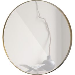 Spiegel Woood "Doutzen Metall mit Pulverbeschichtung", gold, B:80cm H:80cm T:5cm &Oslash;:80cm, glasspiegel, Spiegel, HRP-Stahlrahmen, Europ&auml;ischer Spiegelglasstandard, Pfleiglicht
