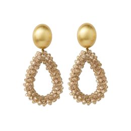Paar Ohrclips FILIPPA FIRENZE "Portofino", goldfarben, Ohrringe, Damen, Glas Metall, Glas, Metall, Elegante Kristall Ohrclips