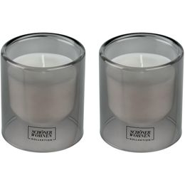 Sch&ouml;ner Wohnen Kollektion Duftkerze "&raquo;Cedar S&laquo;", grau, B:7,5cm H:8,5cm T:7,5cm, Glas, Wachs, SCH&Ouml;NER WOHNEN-KOLLEKTION, Kerzen, im Glas, anregender & sinnlicher Duft, Brenndauer 20 - 25 Stunden