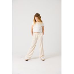 Loungehose KIDS Only "KOGSIESTA PULL-UP LINEN BLEND PNT NOOS", M&auml;dchen, Gr. 122, N-Gr, moonbeam, Web, Obermaterial: 80% Viskose, 20% Leinen, unifarben, relaxed fit lang, Hosen Loungehose, aus Viskosemischung mit Leinen, Relaxed Fit, gerade Beinform